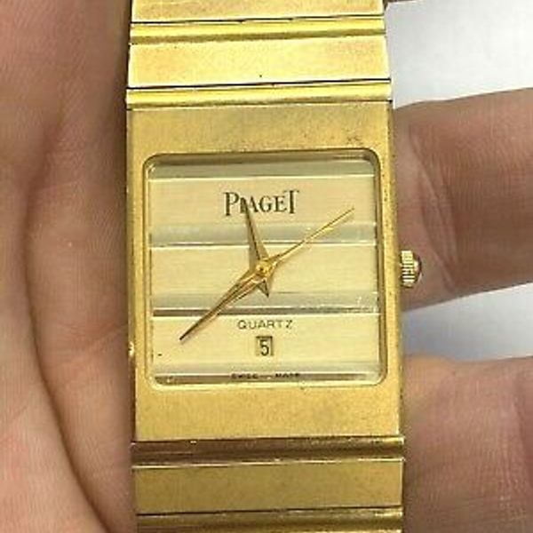 Great vintage Piaget mens men watch gold tone quartz date Working ...