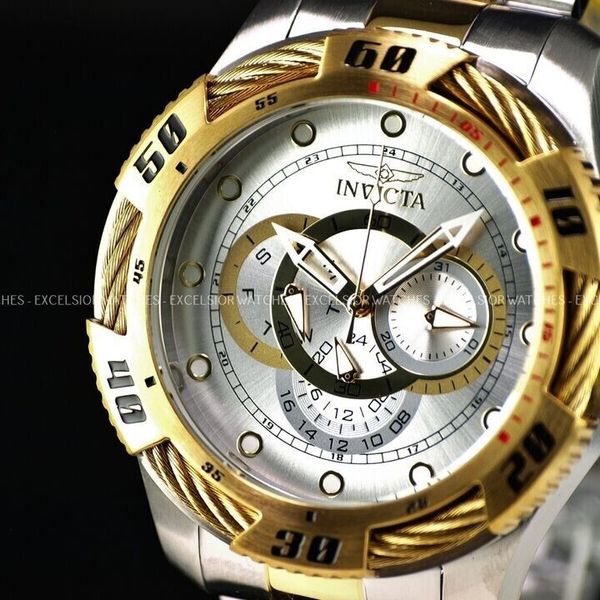 Rare Invicta Men's 50mm Speedway BOLT Day Date GMT Quartz Silver Dial ...