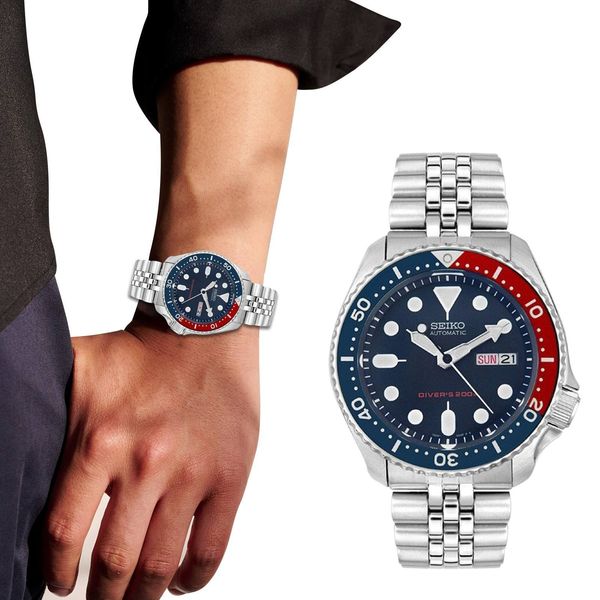 New Seiko 5 Sports Automatic Blue & Red Dial Stainless Steel Menâ s ...