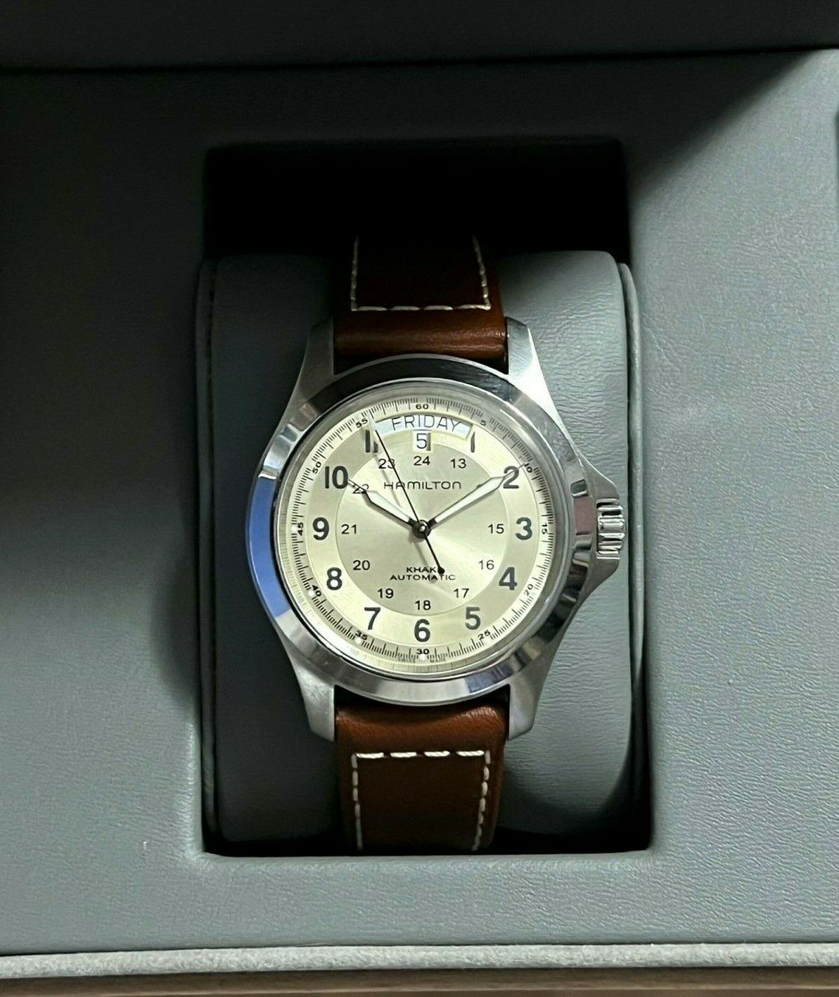 Hamilton Khaki Field King Automatic Watch Brown Leather Band H64455523 ...