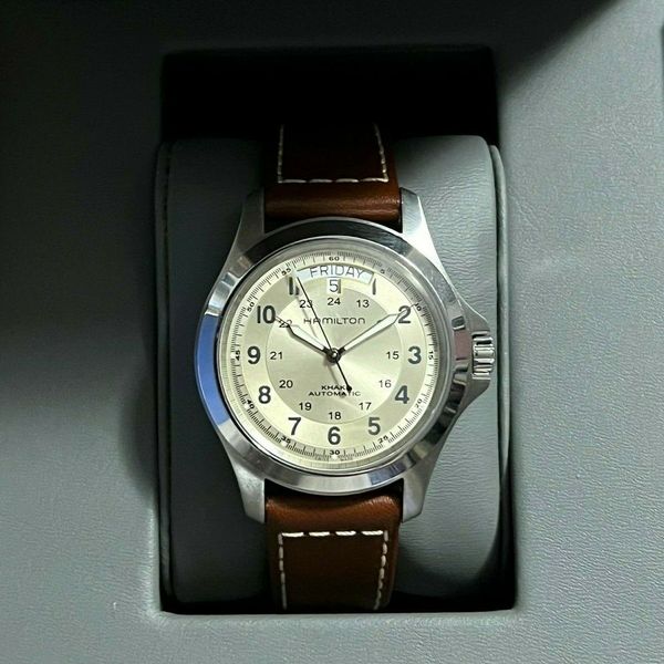 Hamilton Khaki Field King Automatic Watch Brown Leather Band H64455523 ...