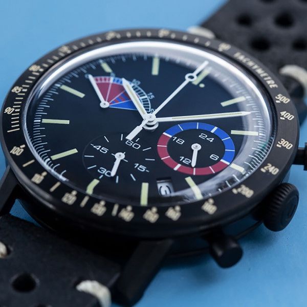 Undone Regatta Chronograph Hybrid Quartz Mechanical Steel Black Leather ...