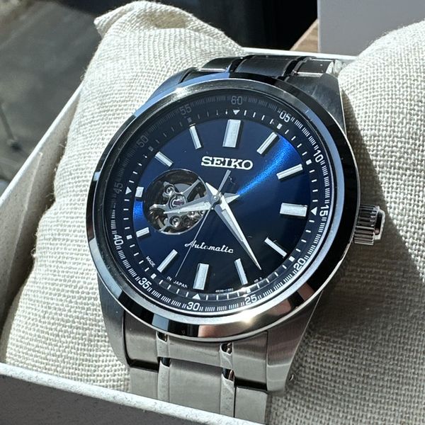 Seiko SCVE051 Silver blue Automatic Mechanical Skeleton Stainless Men's ...