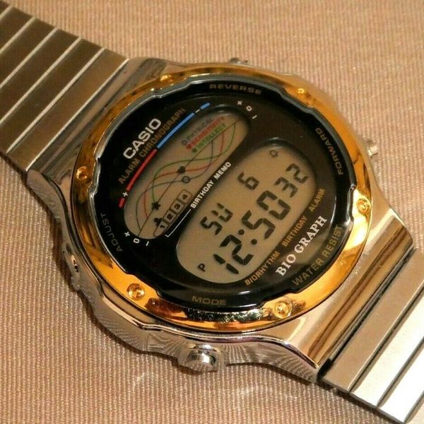 Casio BH-100W Biorhythm LCD Watch circa 1990 - rare metal case version ...