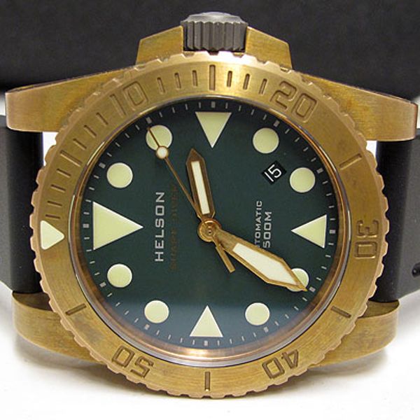FS: Helson 42mm Green dial Bronze Shark Diver Complete with everything ...