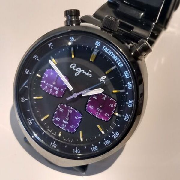 Seiko Watch Agnes B Collab Bullhead V655-7010 Chronograph Vintage New ...