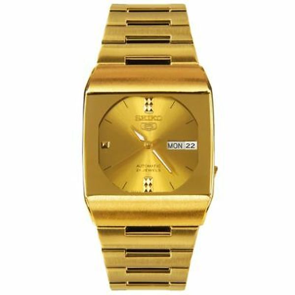 Seiko 5 Automatic Analog Gold Stainless Steel Square Japan Watch SNY008 ...
