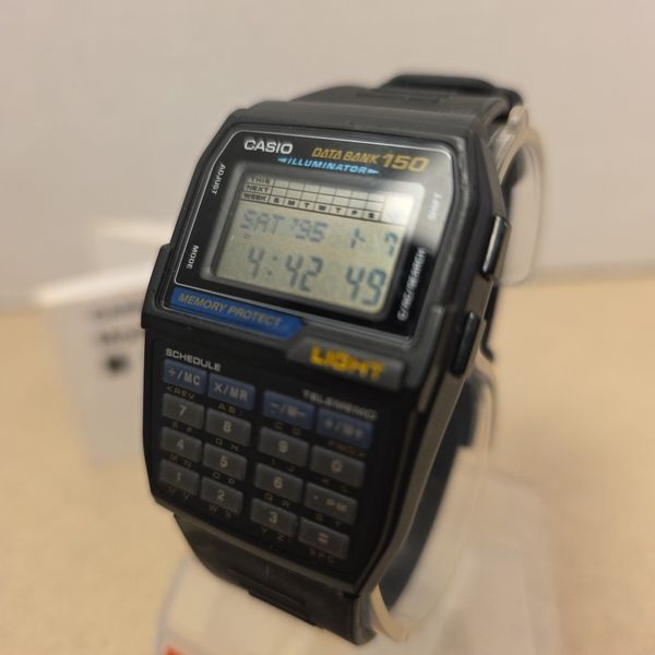 Vintage Casio Data Bank 150 Calculator Watch DBC-150 (1477) W/ Stand ...