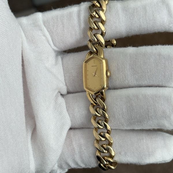 Rare Vintage Seiko Quartz 2E20-5360 Menâ s Cuban Link Bracelet Watch ...