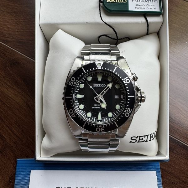 Seiko Prospex Kinetic Men Black Power Reserve Diver Watch SKA371 5M62 ...