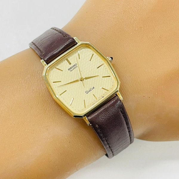 Discount Seiko Dolce 7731-5120 Quartz Gold Dial Square Tungsten ...