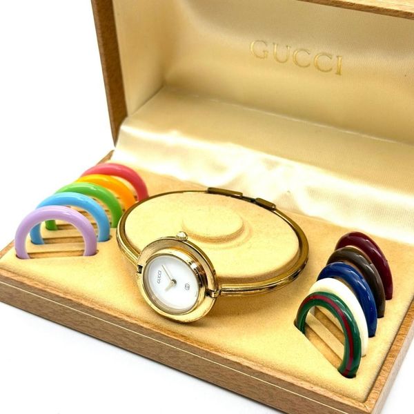 GUCCI Change Bezel 10 Colors Gold Women's Watch Working Very Good ...