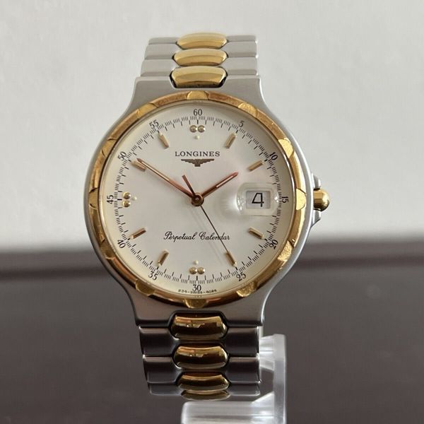 Longines Conquest Perpetual Calendar 4024 White Men's Quartz Watch ...