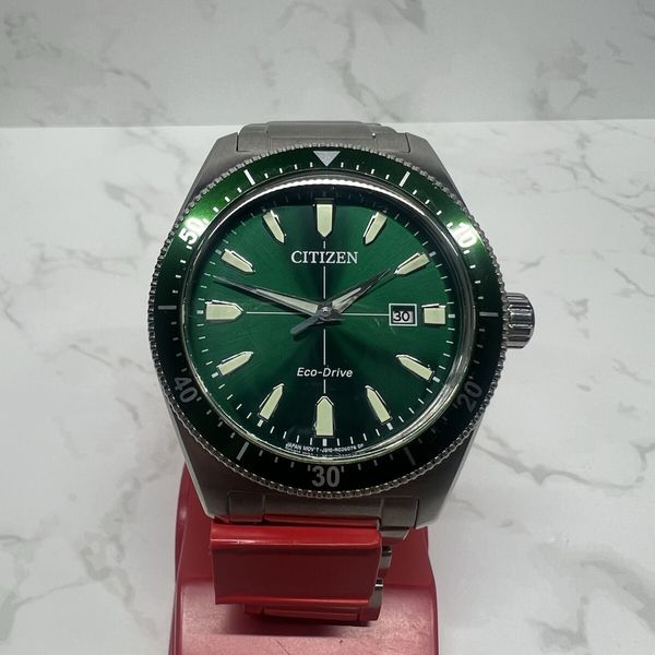 CITIZEN ECO-DRIVE AW1526-89X GREEN DIAL STAINLESS STEEL MEN'S WATCH ...
