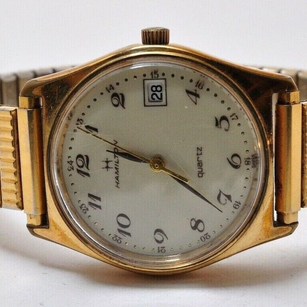 Hamilton Vintage Gold Plated Quartz Mens Watch 9058 w/Box | WatchCharts ...