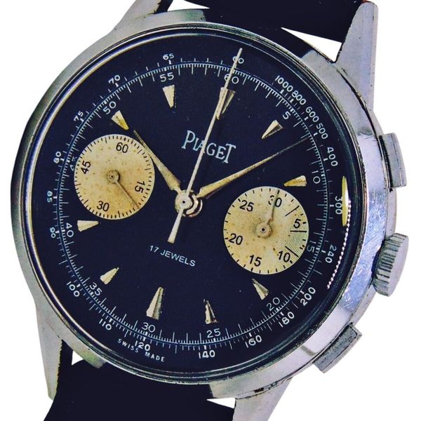 Vintage PIAGET Chronograph black dial oversize 37mm SWISS WATCH just ...
