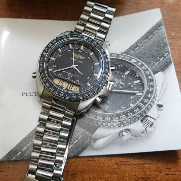 Breitling Navitimer 3100 Pluton Quartz Ref 80191 Black Dial Analog ...