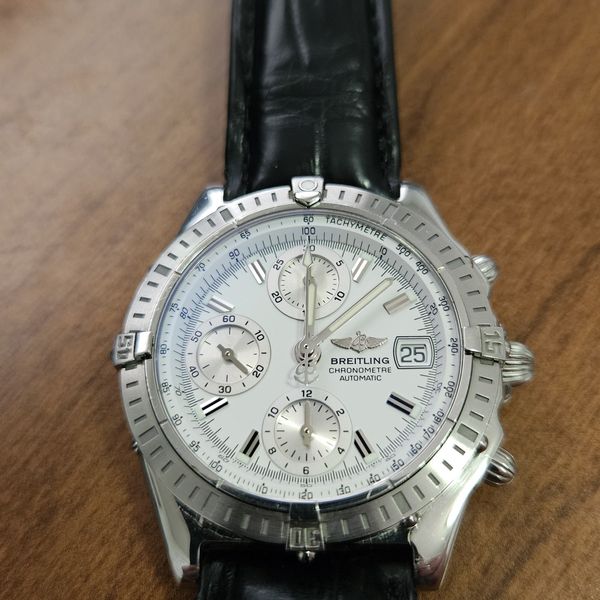 SOLD Excellent Breitling Chronomat A13352 hard to find White dial 39mm ...