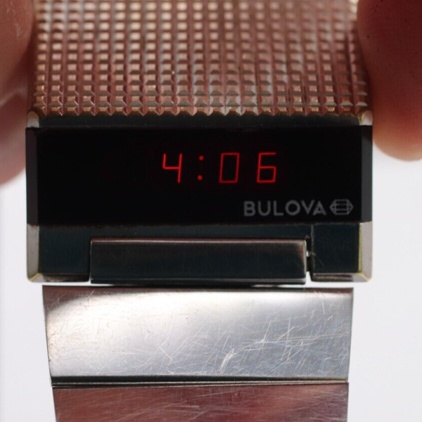 Bulova LED 1970s Dashboard Computron Quartz Mens Direct Read Watch ...