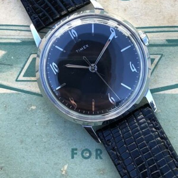 Timex Marlin 1960s Reissue Hand-Wind 34mm Leather Strap Watch | WatchCharts