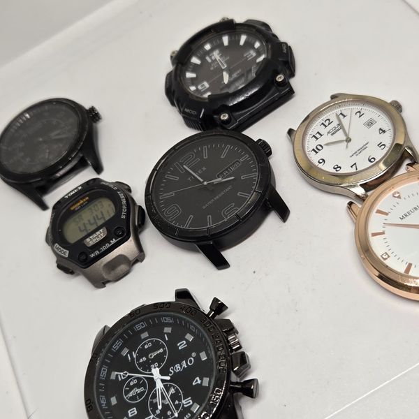 MEN'S 7 WATCH LOT - Citizen Eco-Drive, Casio, Timex X2! No BANDS. ALL ...