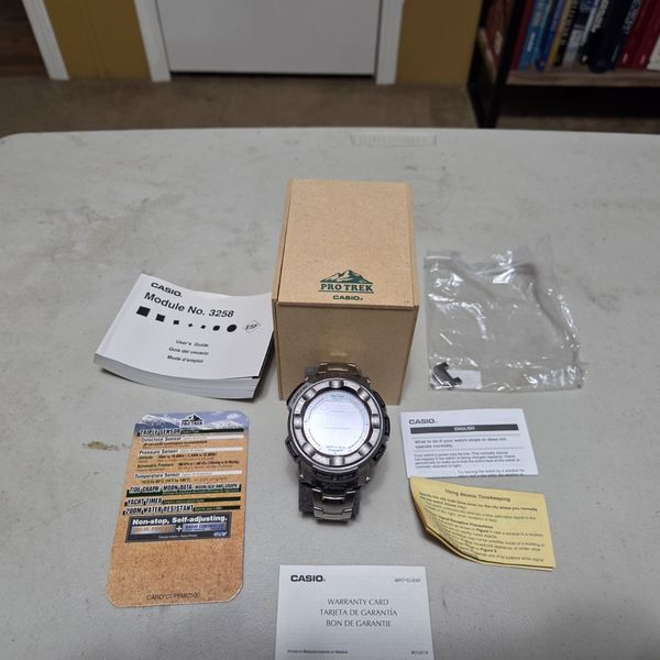 Casio Pro Trek 3258 PRW-2500T Titanium Mens Wrist Watch Triple Sensor ...