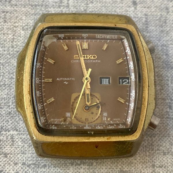 Seiko 7016-5020 Automatic Chronograph Watch MONACO Vintage Mens Brown ...
