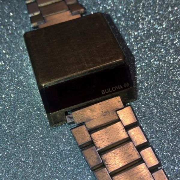 Stunning Menâ s Bulova Computron Gold Tone Watch With Band Non Running ...