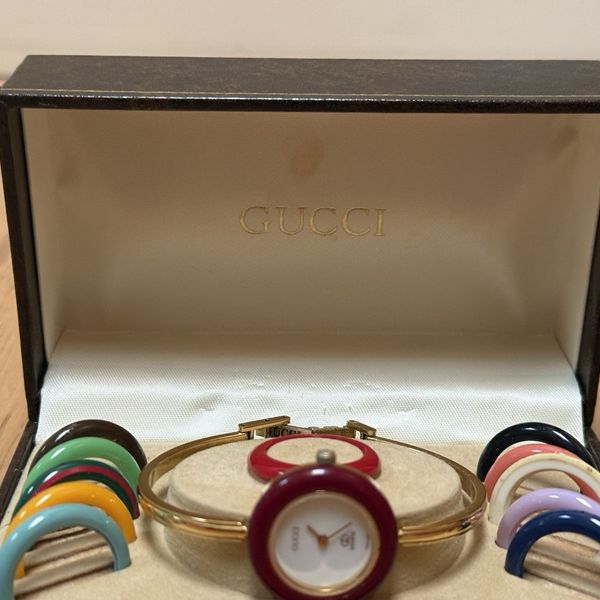 Vintage Gucci 1100L Interchangeable Color Bezel Ladies Watch Wristwatch ...