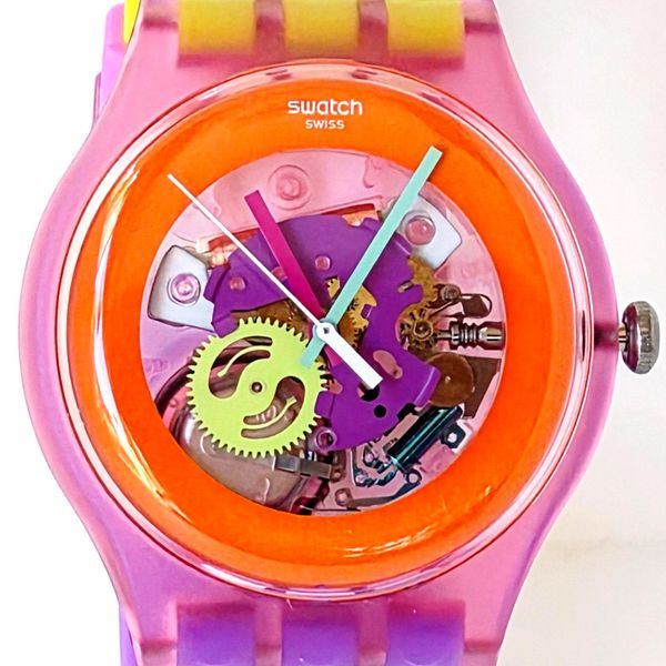SWATCH, SWISS MADE, "DIP IN COLOR LADIES WATCH, DISPLAY FACE SUOP103 ...