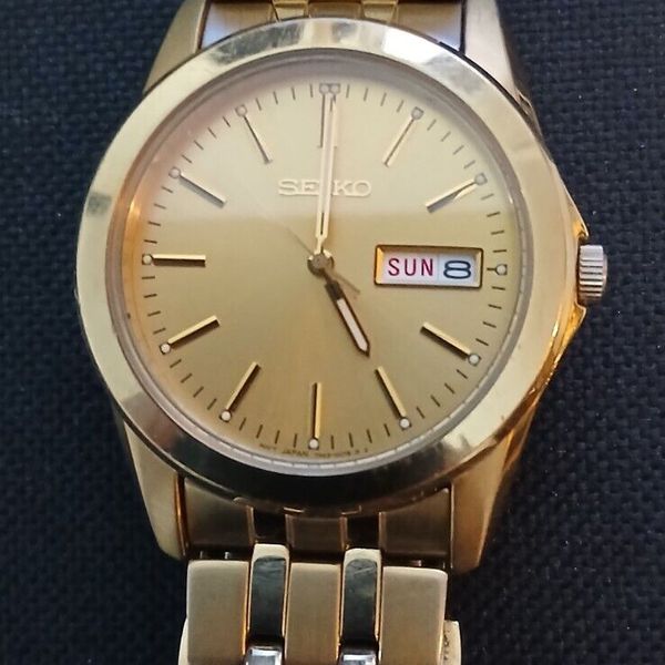 Seiko 7N43 - 0AM0 Gold Dial & Strap Menâ s Wristwatch | WatchCharts ...