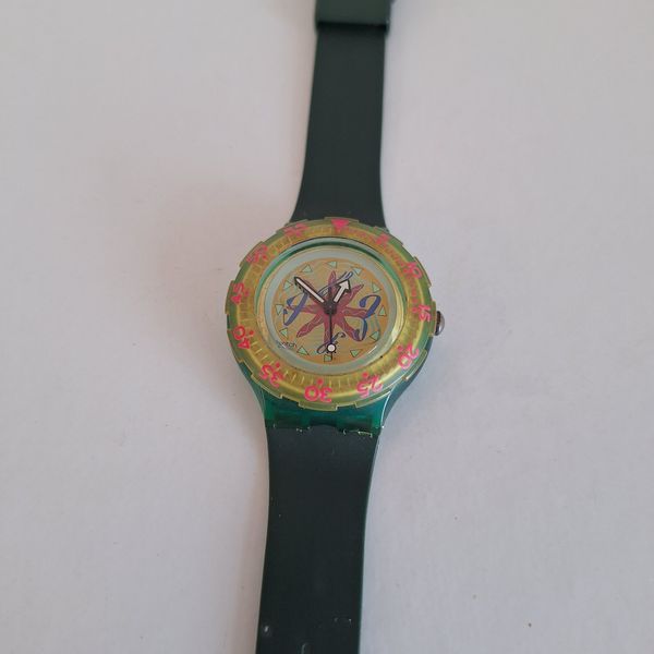 Vintage Scuba 200 Green Swatch Watch - with Original Box - Working ...