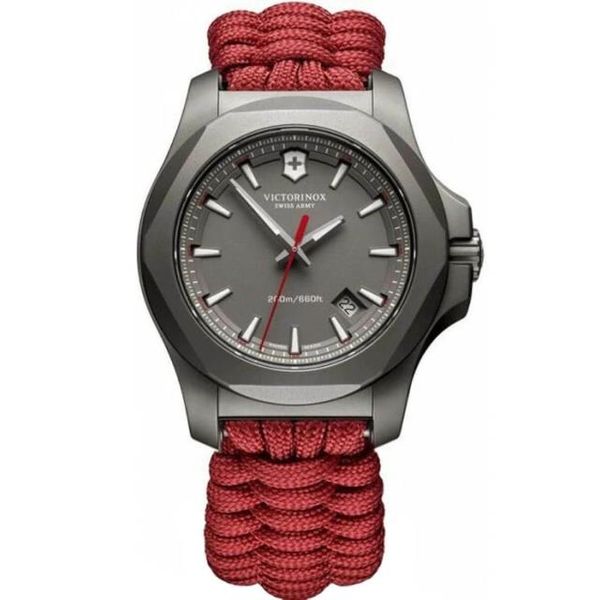 Victorinox Swiss Army Herren Uhr INOX Rot Paracord Band Grau Dial ...