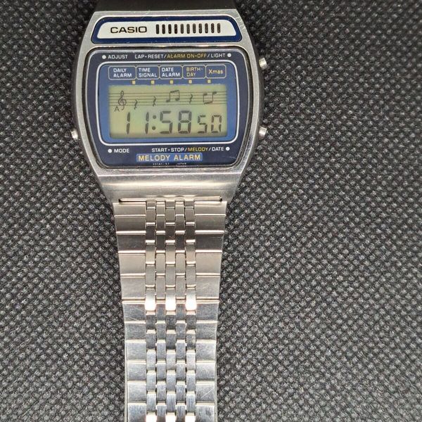 RARE VINTAGE CASIO DIGITAL WATCH MELODY ALARM 1981 H104 82 RETRO LCD ...