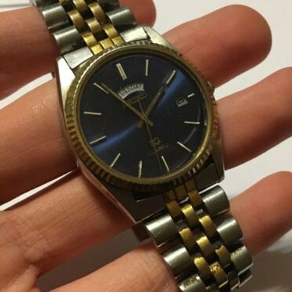 Vintage Seiko SQ President Watch Blue Dial Day Date Two Tone-Parts/Repair | WatchCharts ...