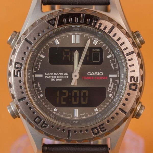 CASIO TIC-110 TIMBER CRUISER Ana-Digi Data Bank 40mm Mens Watch ...