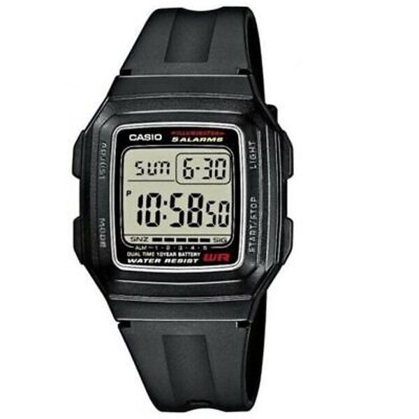 Casio F-201WA-1A Black Silver Illuminator Dual Time Multi-function Digital Watch | WatchCharts ...
