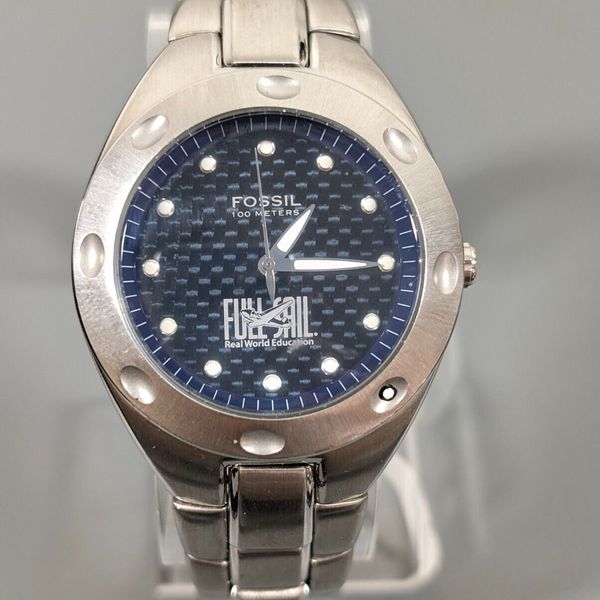 Fossil Mens 40mm Blue Dial Round Classic Watch 7.5" New Battery ...
