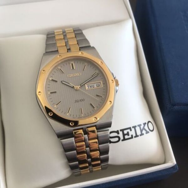 NOS Mint SEIKO SQ 100 ROYAL OAK 7N43 8B10 - Ultra RARE Two Toned ...