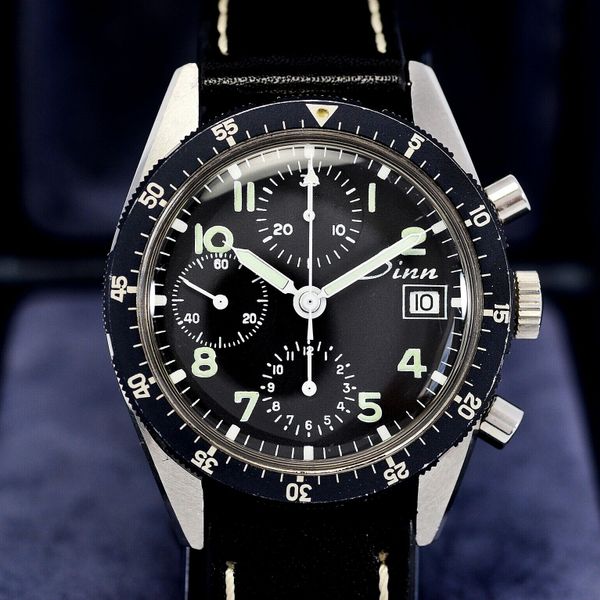 Vintage SINN Chronograph Valjoux 7760, black tritium dial, 38mm, 80s ...