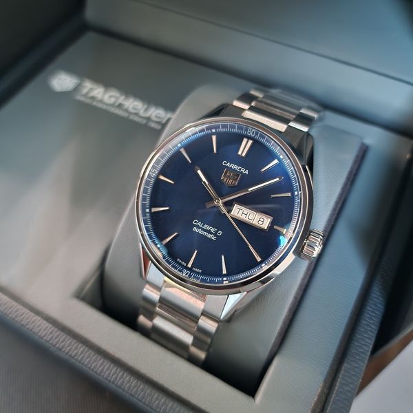TAG Heuer Carrera Day Date Automatic WAR201E.BA0723 Blue Dial Steel 43mm Unused! | WatchCharts ...