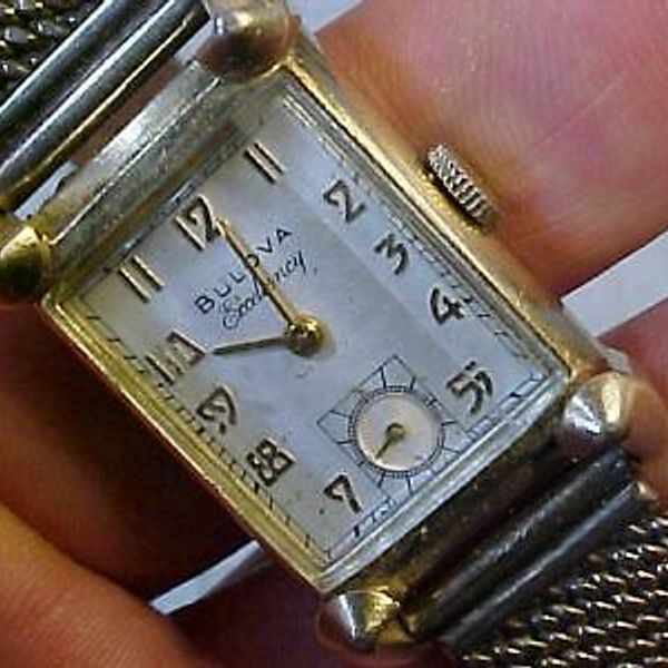 VINTAGE BULOVA EXCELLENCY 21J DECO STYLE MANS WATCH W/ QUALITY HEAVY GF ...
