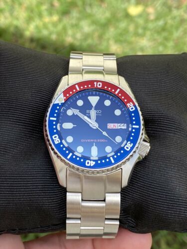 Seiko SKX013 w/ Pepsi Bezel Sapphire Crystal Mod Strapcode Super Oyster ...