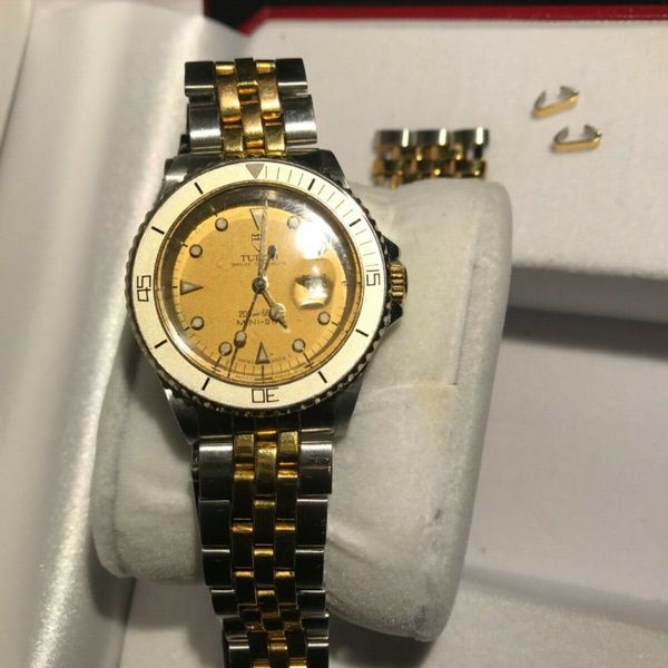 Tudor mini-sub 200m 18k bezel, Rolex 18K crown, Rolex oyster case ...