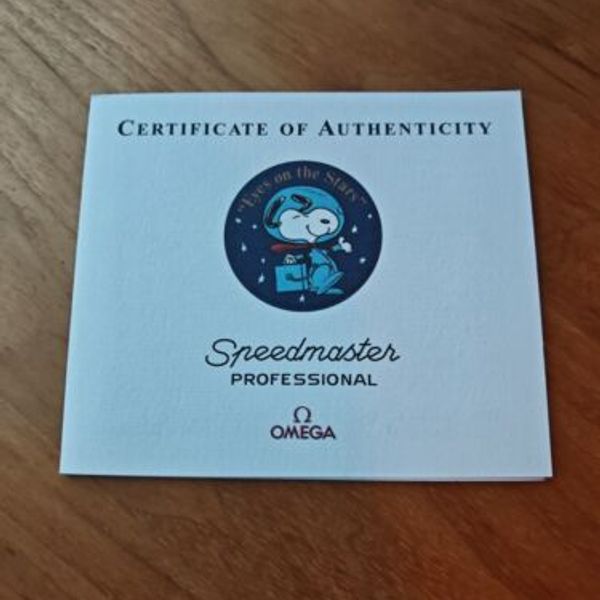 Omega Certificate speedmaster Snoopy 3578.51 | WatchCharts Marketplace