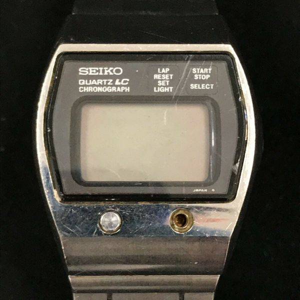 Seiko Quartz LC Chronograph Watch Silver Metal 0634-5009 Digital Retro ...