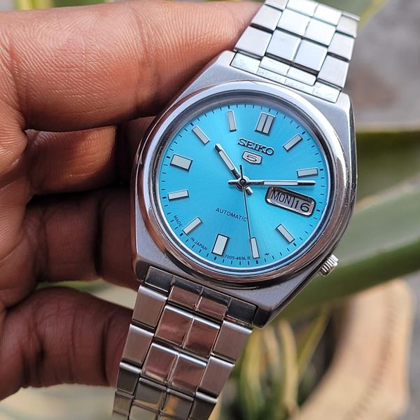 Seiko 5 SNXS Sky Blue Automatic 7009-8763 Menâ s Vintage Watch ...
