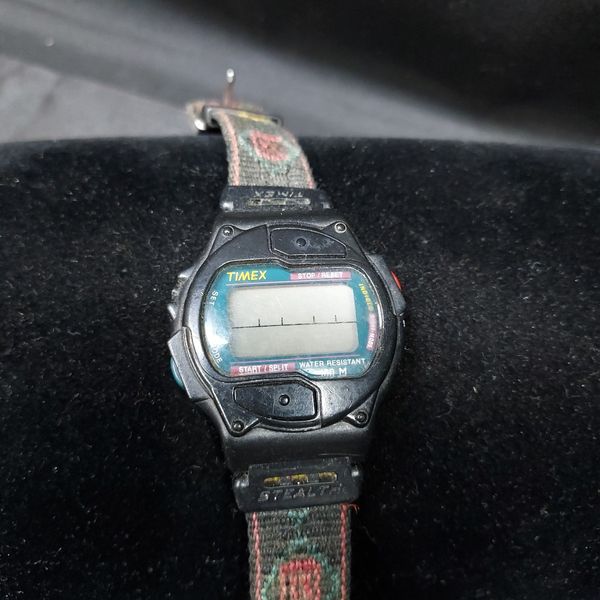 VINTAGE TIMEX STEALTH Indiglo Wristwatch Watch 744-D8 Untested Needs ...