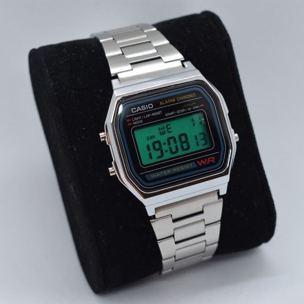 ð CUSTOM Green Casio A158 WA Retro Digital Watch Modified Display 80s ...