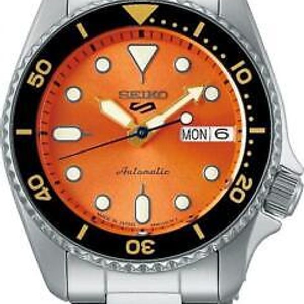 Seiko 5 Sports SBSA231 Orange Dial Automatic Mechanical Diver Men Watch ...